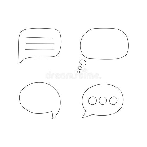 Speech Bubbles In Simple Doodle Style Set Of Empty Shapes For Thoughts