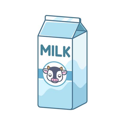 Tall Vanilla Cows Milk Carton Clipart Element Cute Simple Flat Vector Illustration Design