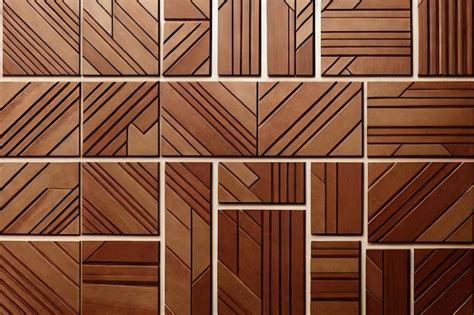 Premium Photo Brown Wooden Grooved Tiles Geometric Pattern