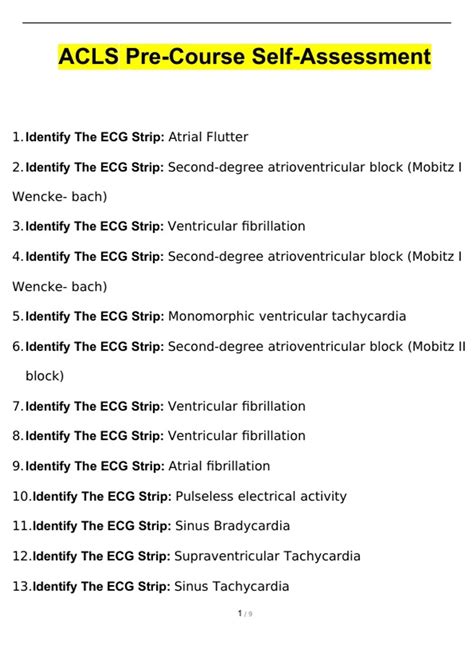Acls Pre Course Self Assessment Exam Questions And Answers Latest 2024 2025 Verified