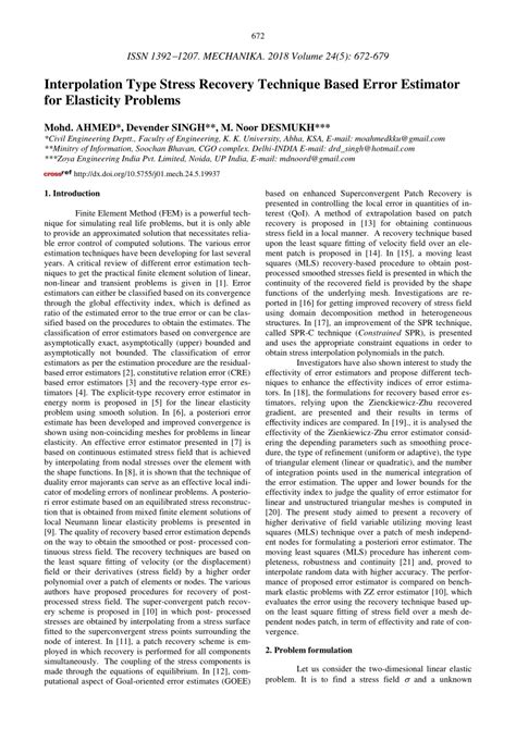 Pdf Interpolation Type Stress Recovery Technique Based Error