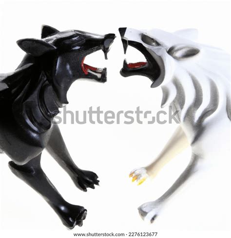 Photo White Wolf Vs Black Wolf Ai Generated Image 2276123677 Shutterstock