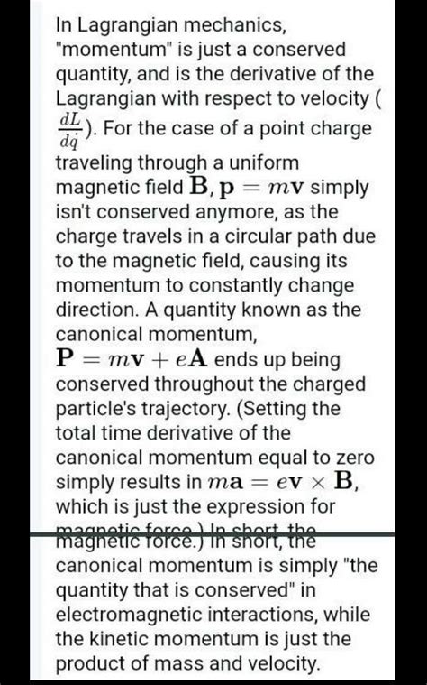 What Is The Difference In Canonical Momentumconjugate Momentum And