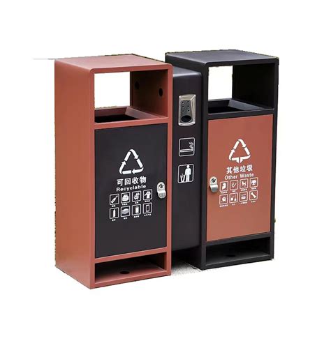 户外镀锌板垃圾桶 小区垃圾箱金属果皮箱 景区公园果壳箱双桶分类垃圾桶果皮箱烟灰桶88 33 98CM单位个 融创集采商城