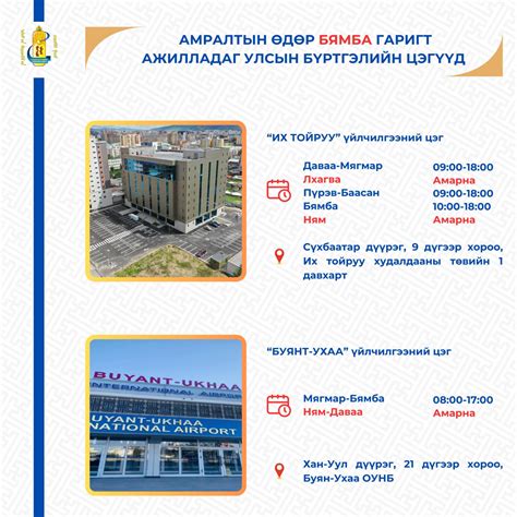 Нийслэлийн улсын бүртгэлийн газрын үйлчилгээний хоёр цэг ажлын ЗУРГААН өдөртэй боллоо