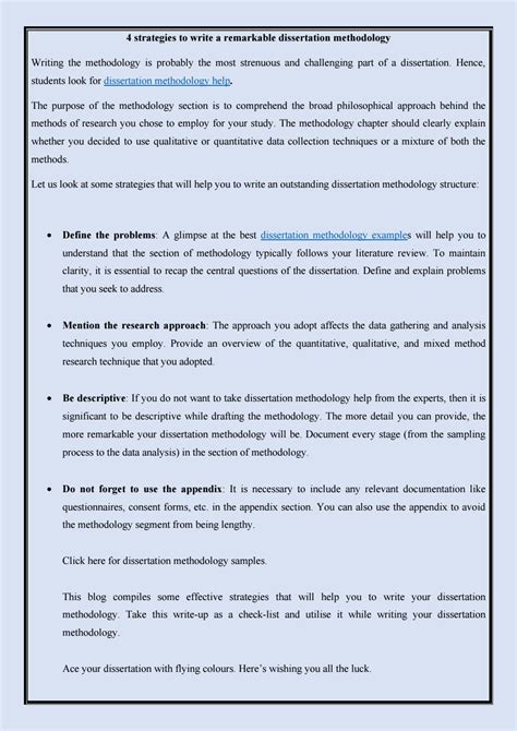 Example Of Methodology In Dissertation Writing A Methodology