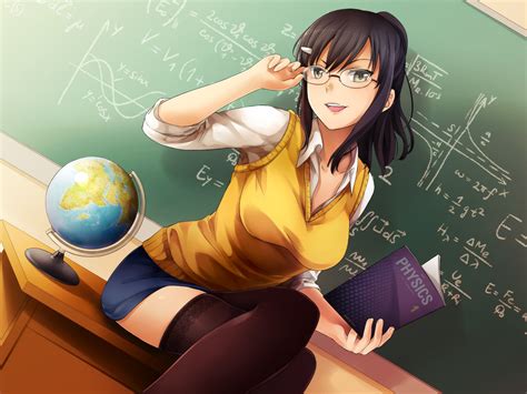 Wallpaper Illustration Anime Glasses Stockings Cartoon Black