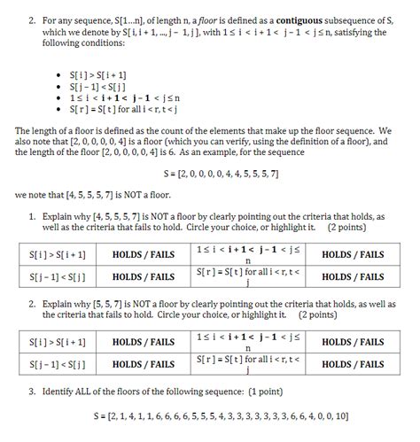solved 2 for any sequence s[1…n] of length n a floor is