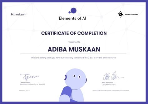 Completed Elements Of Ai Online Course Adiba Muskaan Posted On The