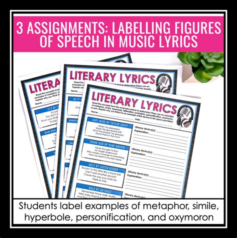 Figurative Language In Song Lyrics Assignment Music Poetry