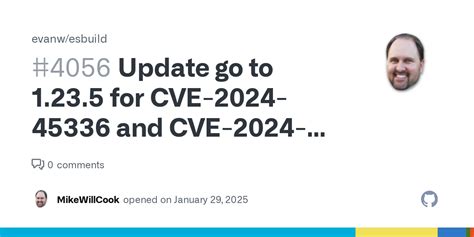Update Go To 1235 For Cve 2024 45336 And Cve 2024 45341 · Issue 4056 · Evanwesbuild · Github