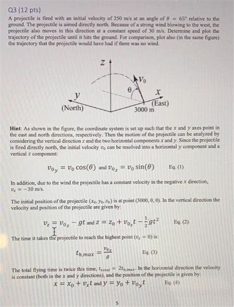Solved Q3 12 Pts A Projectile Is Fired With An Initial