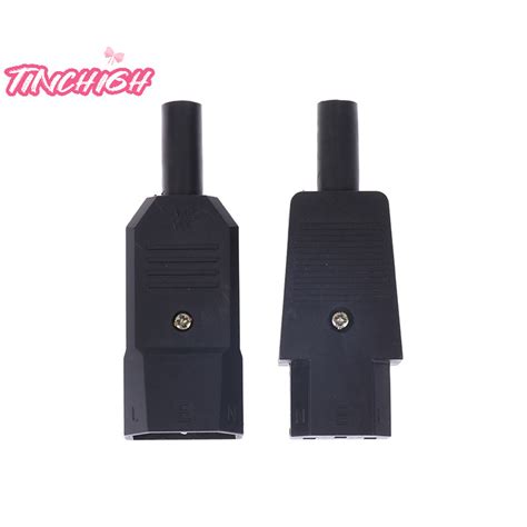 Tinchighm A V Black Iec Straight Cable Plug Connector C C Female Male Plug Rewirable