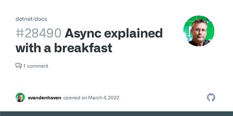 Async Explained With A Breakfast · Issue 28490 · Dotnetdocs · Github