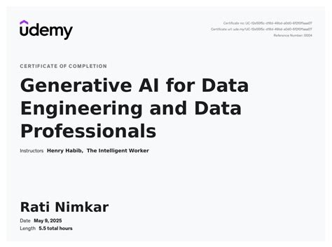 udemy course completion certificate rati nimkar