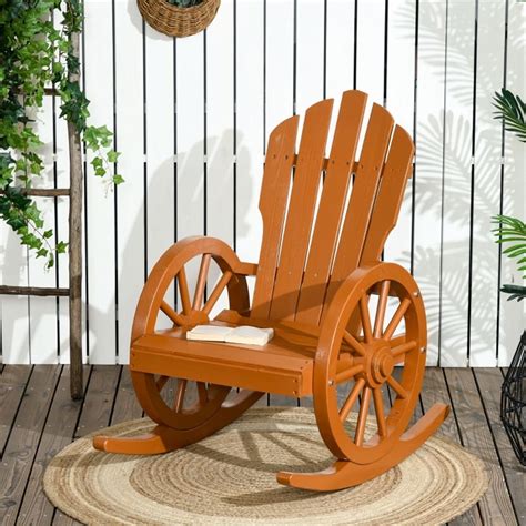 Adirondack Rocker Chair Wooden Rocking Chair W Slatted Design And