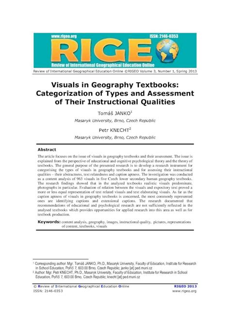 Pdf Visuals In Geography Textbooks Categorization Of Types