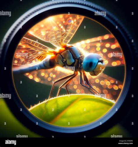 An Insect Perched Atop A Leaf In A Reflective Surface Appearing To