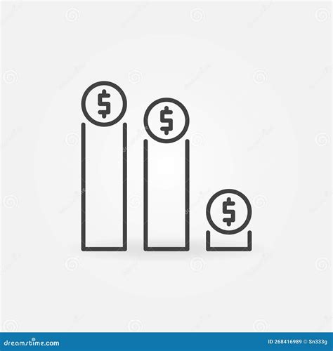 Devaluation Chart With Dollar Coins Vector Concept Linear Icon Stock Vector Illustration Of