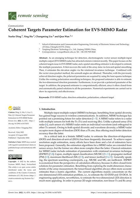 Pdf Coherent Targets Parameter Estimation For Evs Mimo Radar