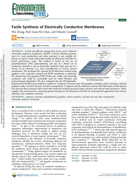 Pdf Facile Synthesis Of Electrically Conductive Membranes