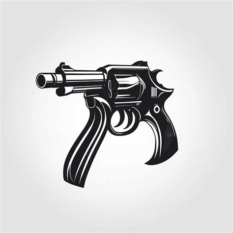 Handgun Logo Monochrome Design Style Isolated On A White Background