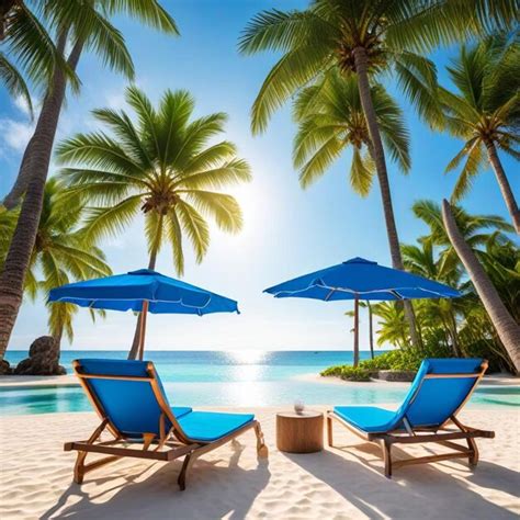 Beach Resort With Palm Trees Beach Chairs Images Free Download On Freepik