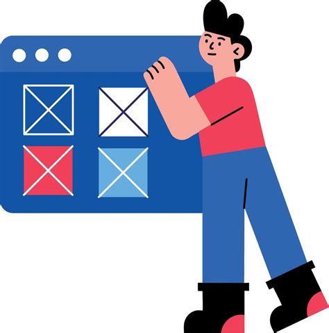 A Character Testing A Wireframe Design Flat Style Illustration