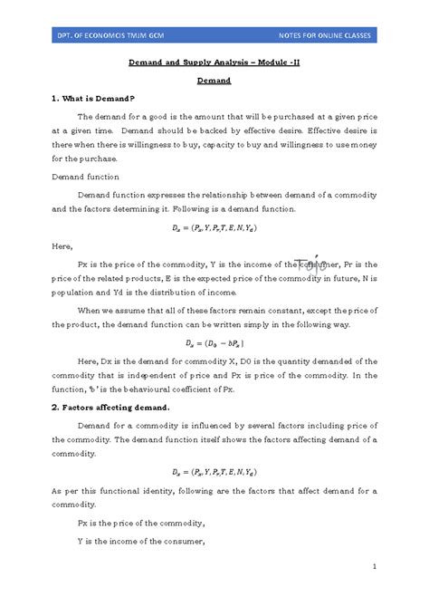 3 Demand Analysis Module Ii Demand And Supply Analysis Module Ii