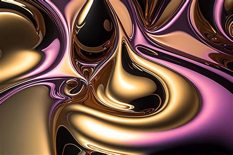 Abstract Liquid Background With Metallic Texture Wallpaper Digital Art With Generative Ai