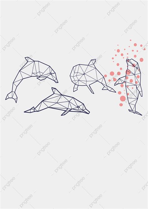 기하학 적 라인 돌고래 디자인 요소 도안 일러스트 기하선 돌고래 디자인 Png 일러스트 및 Psd 이미지 무료 다운로드