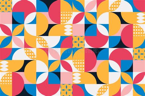 Modern Abstract Poster With Geometric Shapes And Interesting Details Colored Template Stock