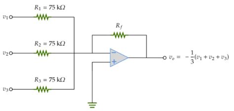 A Three Input Summing Amplifier Has Input Resistors With R Quizlet