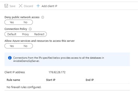 Azure Sql Server Does Not Allow For Firewall Update Error Creating