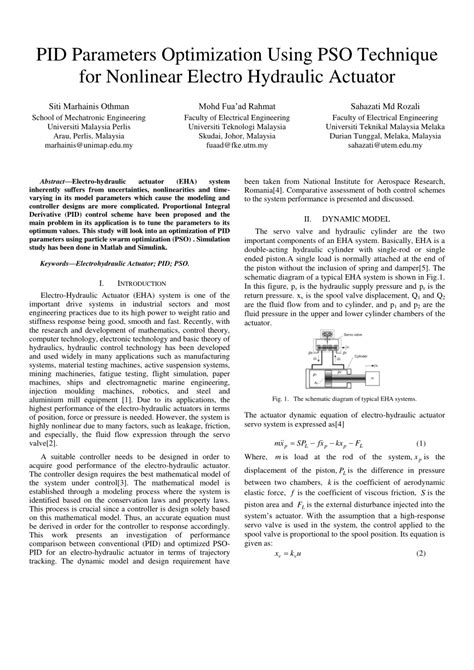 pdf pid parameters optimization using pso technique for nonlinear