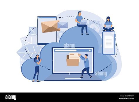 Cartoon Style Cloud Storage Data Processing Message Sending