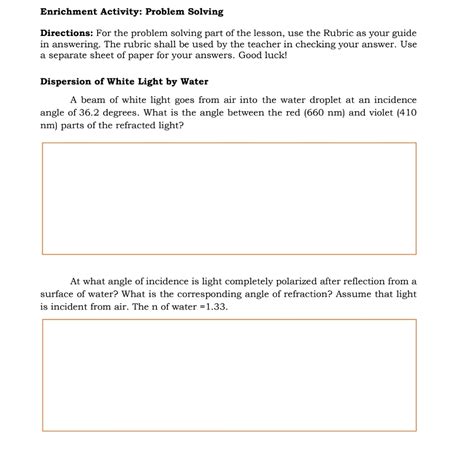 Enrichment Activity Problem Solving StudyX