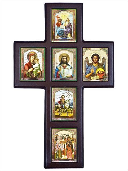 Дървен кръст с икони Църковен магазин Свети Стилиян