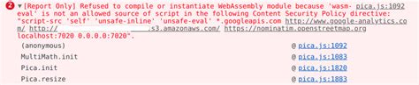 Csp Error Refused To Compile Or Instantiate Webassembly Module Because Wasm Eval Is Not An