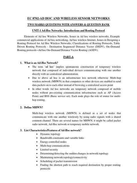 Ec 8702 Ad Hoc And Wireless Sensor Networks Pdf Wireless Ad Hoc