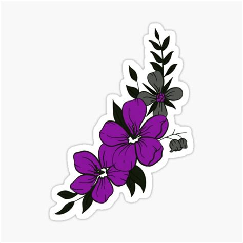 Subtle Asexual Pride Flowers Asexual Flowers Sticker For Sale By Tiredandbored Redbubble