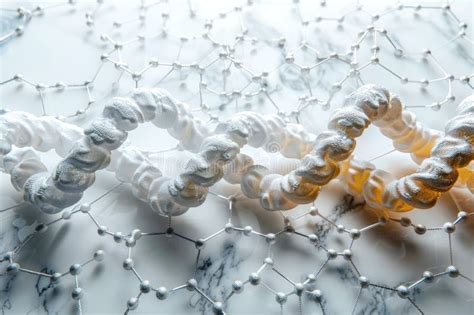 Abstract Molecular Structure With White And Golden Elements Symbolizing Science Chemistry And