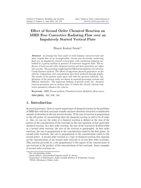 Effect Of Second Order Chemical Reaction Pdf Fluid Dynamics