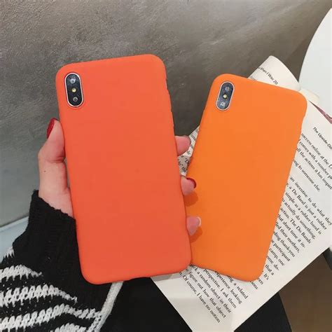 Fashion Orange Solid Color Cover Case For Xiaomi Redmi Note Mi 4a 4x 5