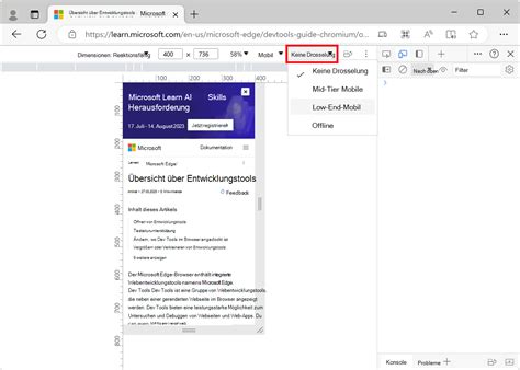 Emulieren Mobiler Geräte Geräteemulation Microsoft Edge Developer