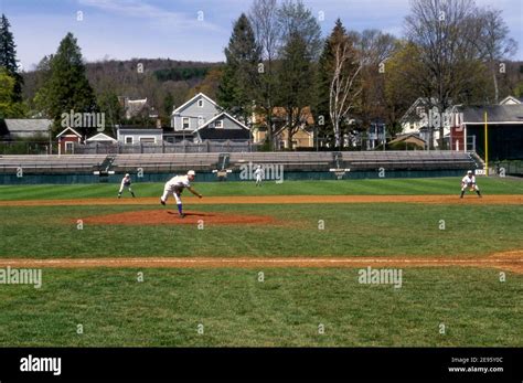 Baseball Game Being Played At Doubleday Field In Cooperstown New York