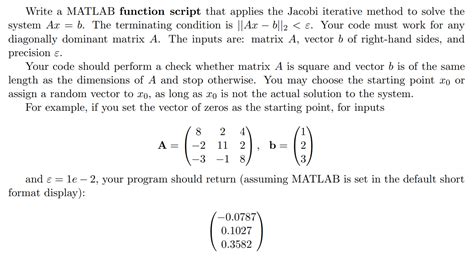 solved system ax write a matlab function script that applies