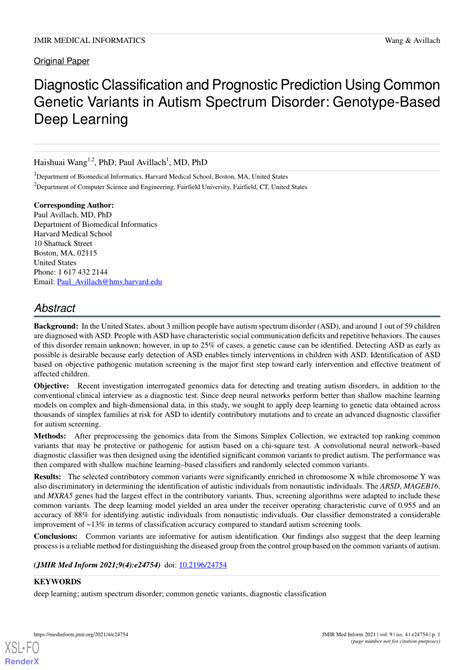 Pdf Autism Spectrum Disorders Classification Using Genotype Data A