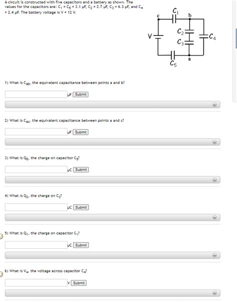 Solved A Circuit Is Constructed With Five Capacitors And A Chegg Com