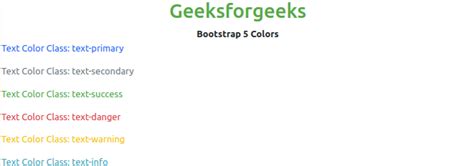 Bootstrap 5 Colors Geeksforgeeks